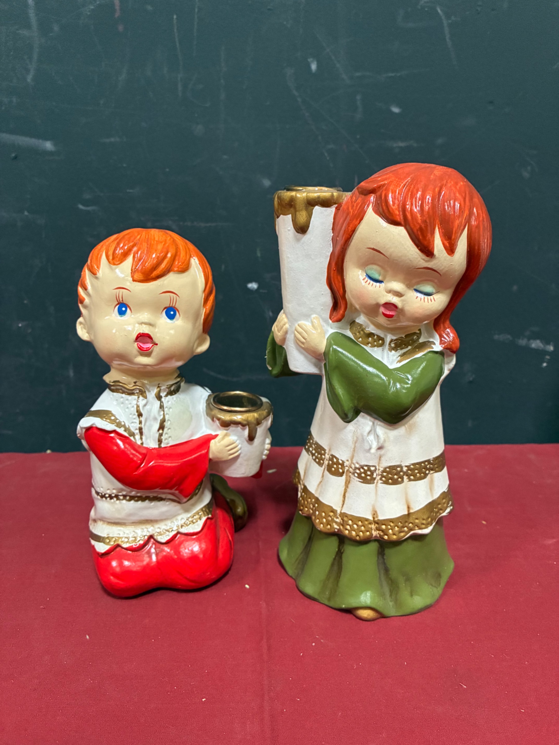 Vintage Mid-Century Style Choir Boy and Girl Candle Holder Figurines ...