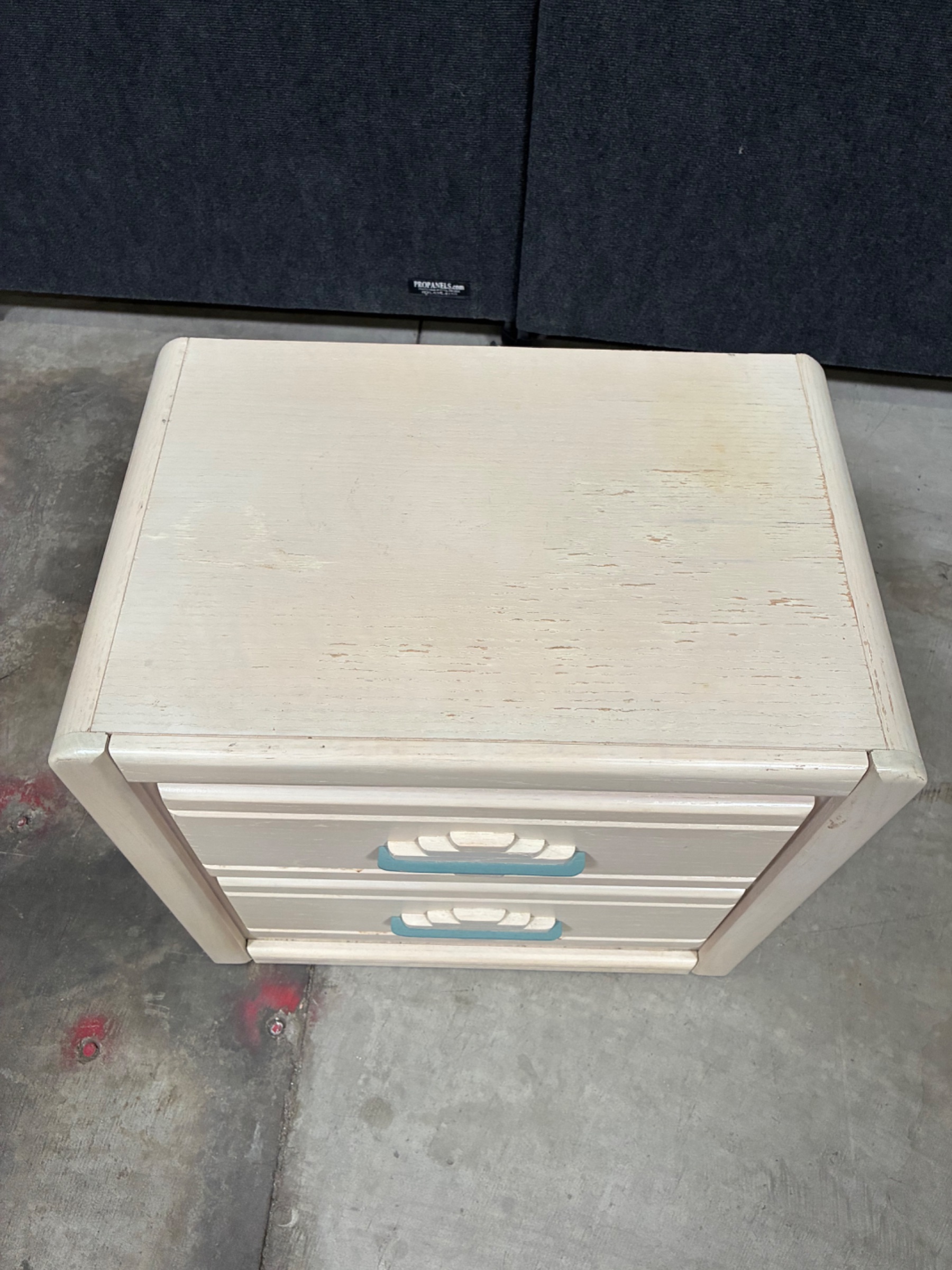 Vintage Pale Peach 2-Drawer Nightstand with Art Deco Style Pulls ...